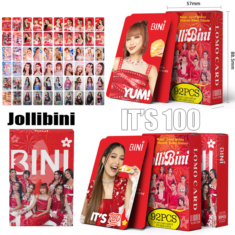 Jollibini Bini Photocards 92Pcs/Box Lomo Card Bini Holographic Card ...