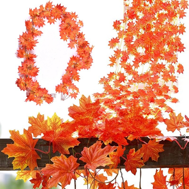 2.4M Artificial Maple Leaves String/Fake Maple Foliage/Simulation ...