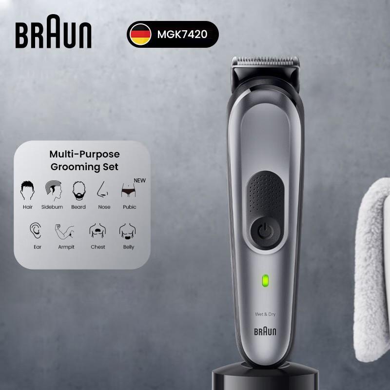 Braun MGK7420 Series 7 10-in-1 Styling Kit Shave & Trim Hair Clipper Nose & Ear Trimmer Razor ...