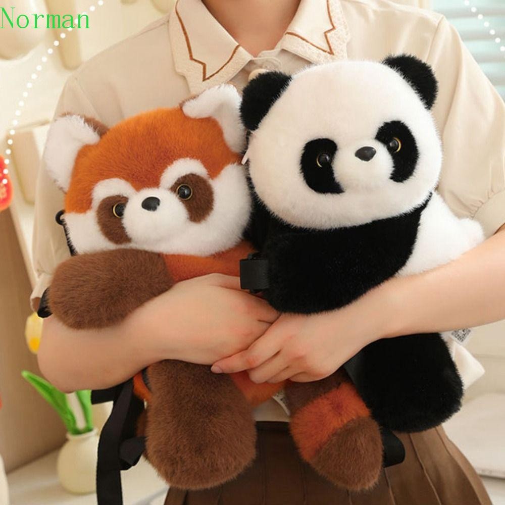 NORMAN1 Red Panda Bag, Fur Soft Plush Panda Backpack, Cute Animal ...