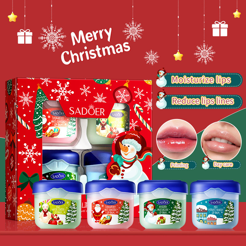 SADOER Christmas Lip Balm Gift Box Moisture Anti Dryness and Cracking ...