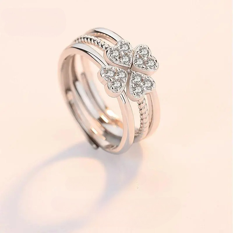 Ring Lucky Four-leaf Clover ring Three Ways to Wear Combinations Inlaid ...