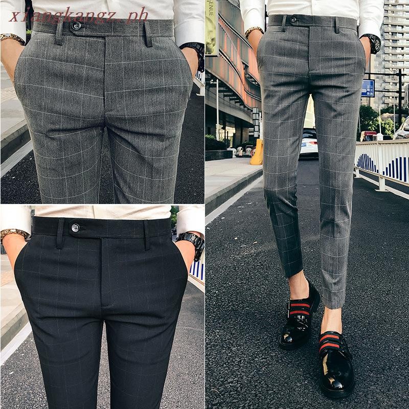 Korean High Quality Checkered Pants for Men Plus Size Slacks Plaid ...