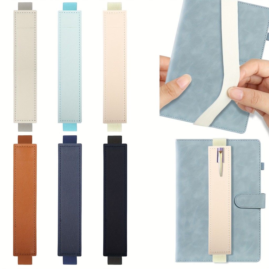 2pcs Adjustable Elastic Band Pen Holder PU Leather Pen Sleeve Pouch ...