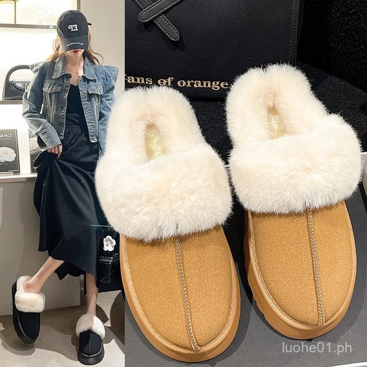 Slippers Closed Toe Mid Heel (3-5cm) Suede Platform | Shopee Philippines