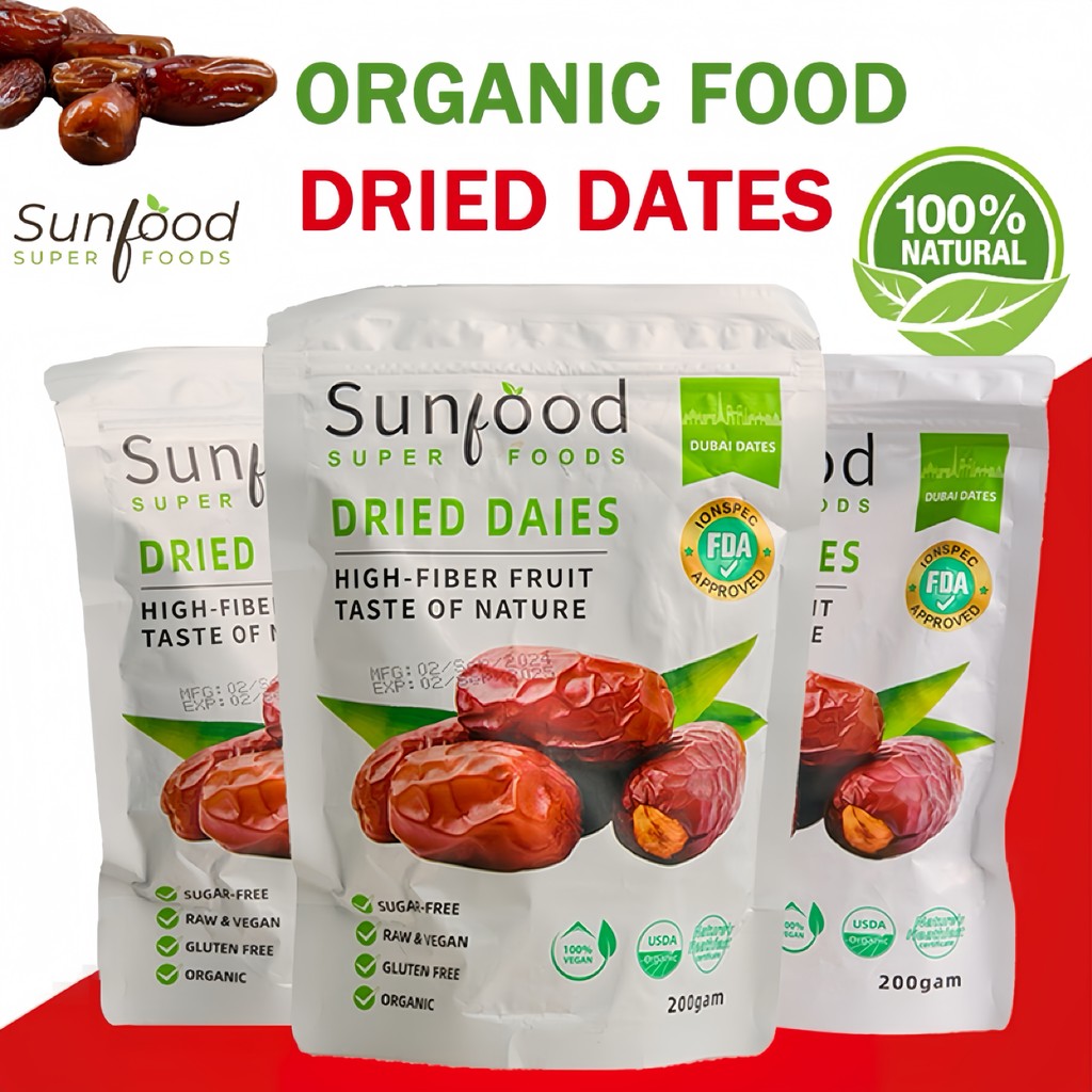 200g Dried Dates Pitted Dates Organic Healthy Fruit Snacks Free Sugar ...