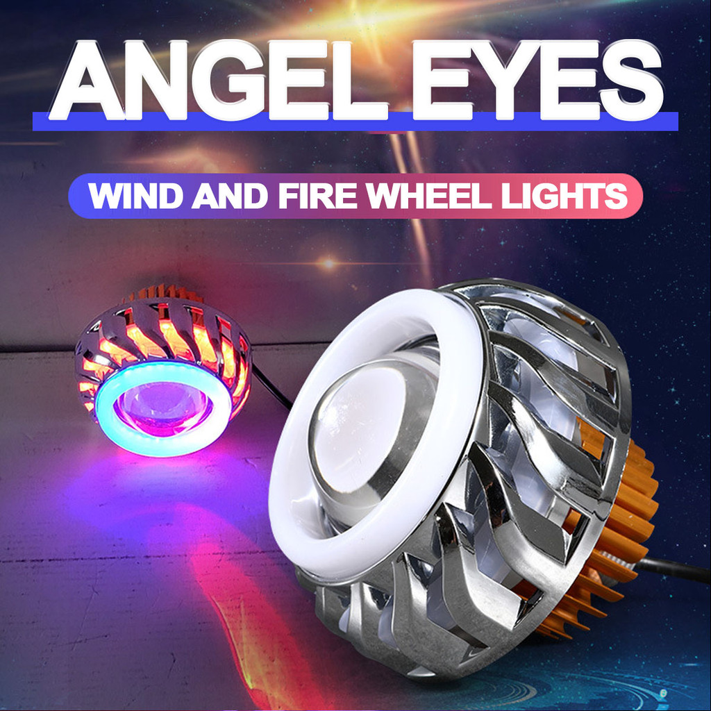 Motorcycle Headlight Projector Lens Dual Angel Devil Eye Head Lamp ...