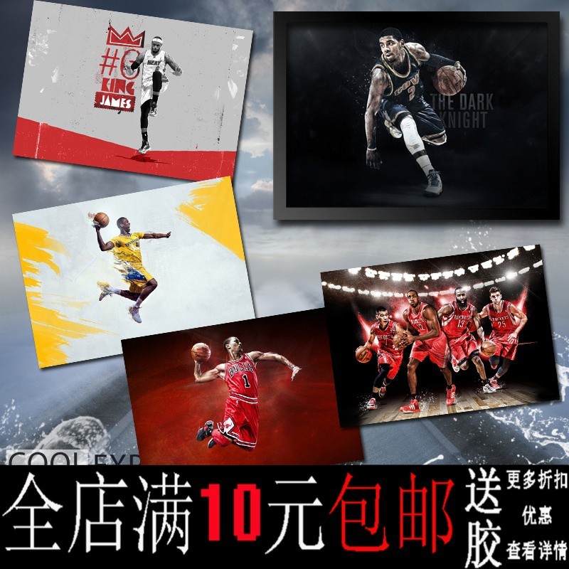 NBA star map collection poster decorative painting kraft paper photo ...