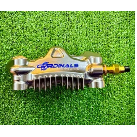 * CHROME * 4 POT ( 32MM ) CARDINALS RACING CALIPER BRAKE COOL FINS ...