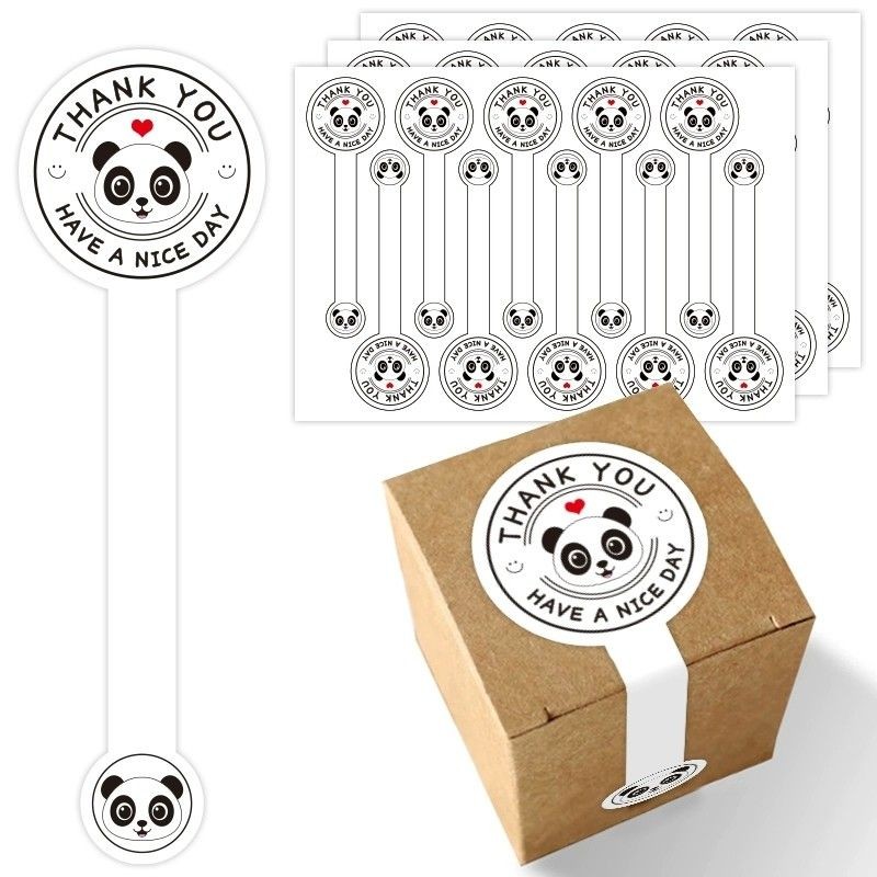 100 stickers/pack panda thank you stickers Cake Box Baking Packaging ...