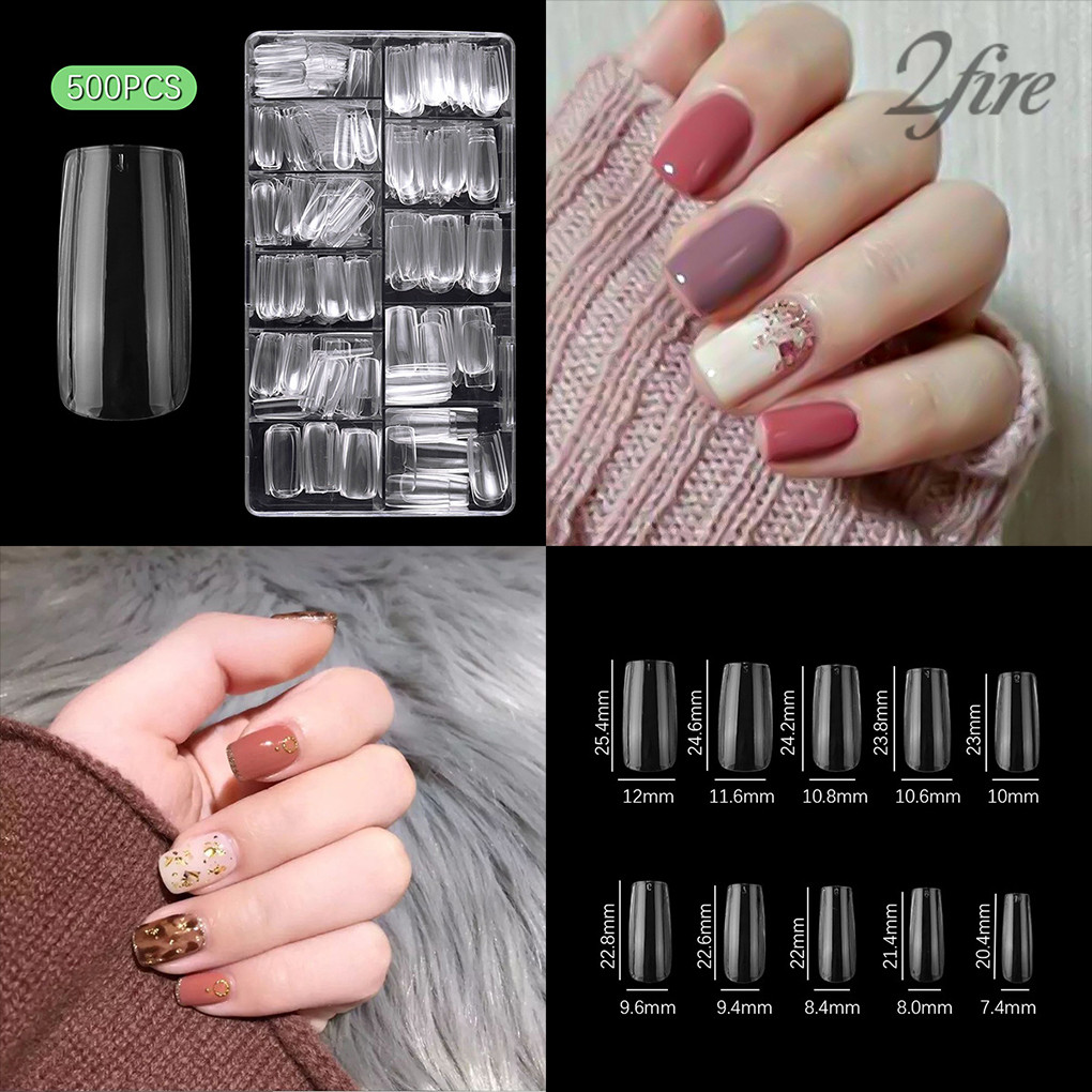 Chip-Resistant Gel Nails Tips Square Nail Tips Clear Nail Tips 500 Per ...