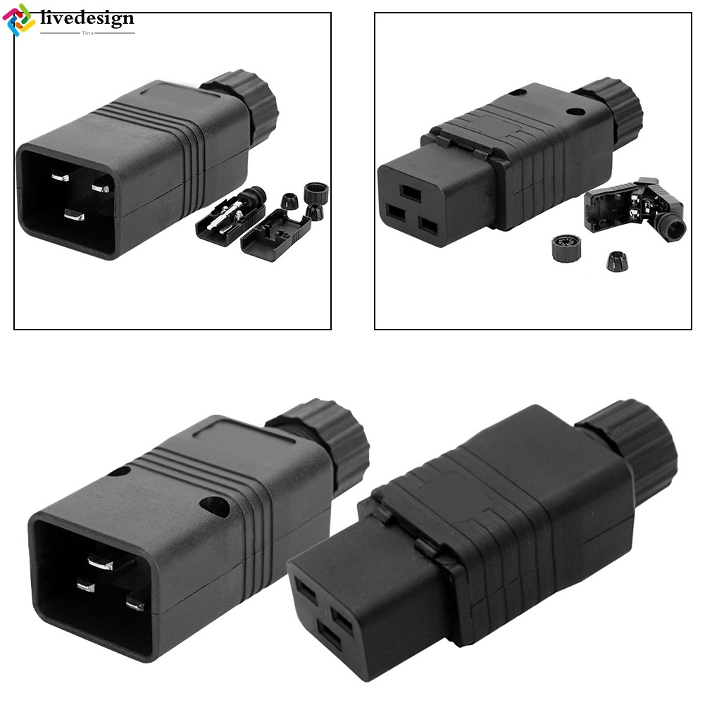 {Livedesign} 250V 16A C20/C19 AC Electrical Power Cable Cord Connector socket plug for PDU ...