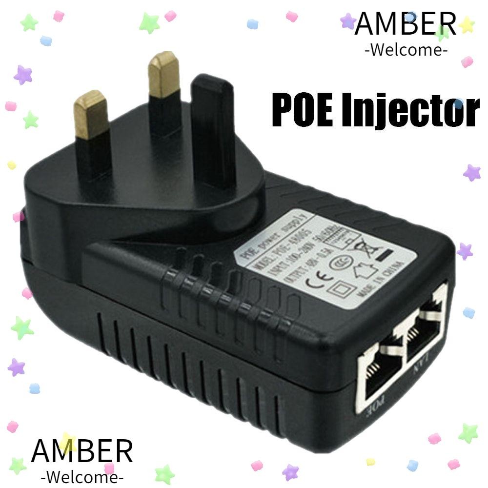 AMBER POE Injector Universal CCTV IP Camera UK Plug POE Switch Adaptors ...