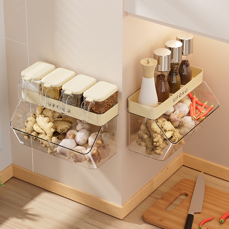 Upgraded Wall Mounted Kitchen Hanging Rack Multifunctional Spice Bottle ...