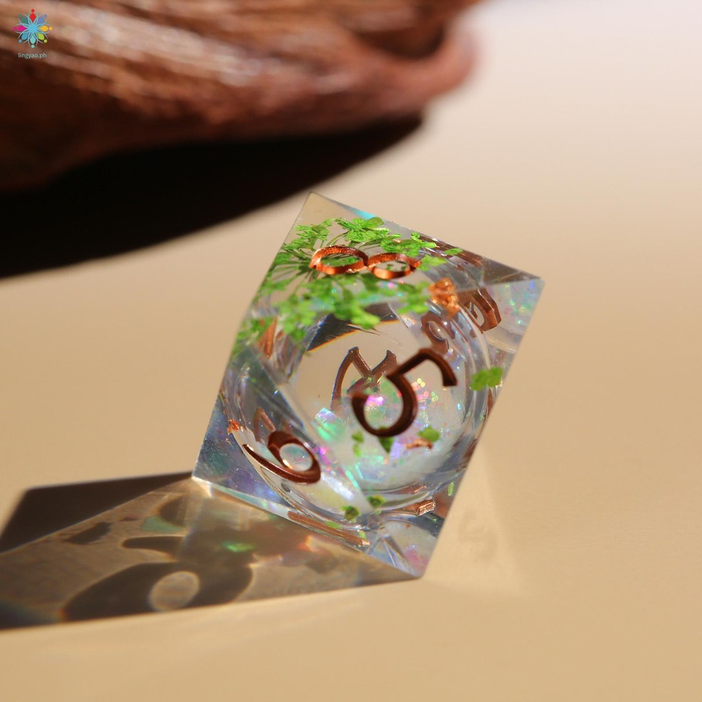 7-Piece Resin Liquid Core Dice Set Swirling Glitter Multi-Shaped D&D ...