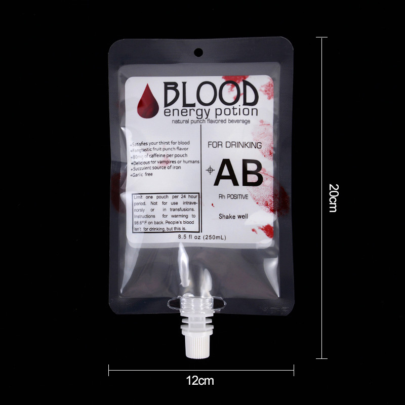 Pre-Filled Fake Blood Bags Transparent Iv Bags Plastic 10-Pack Drink ...