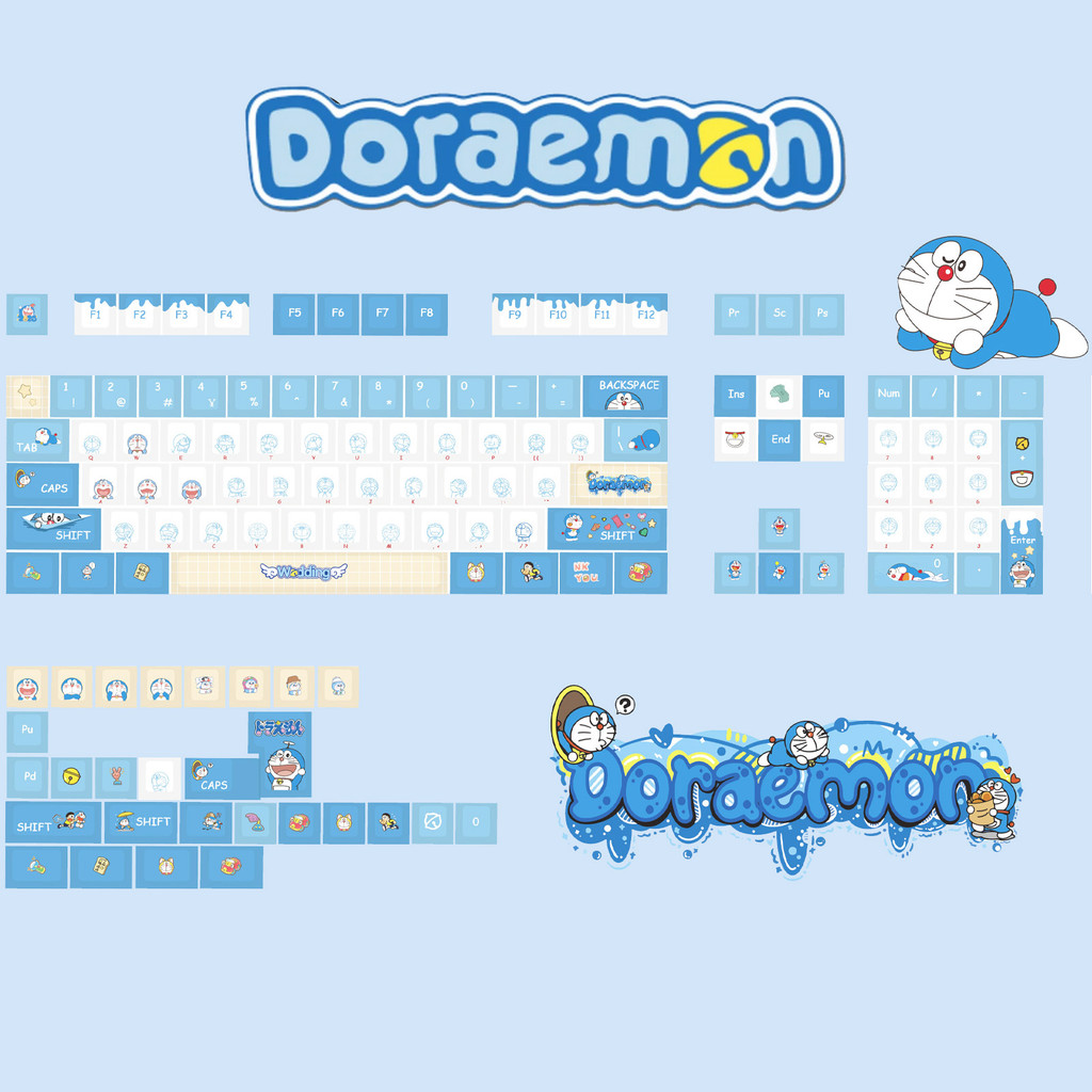 Doraemon Keycap Cherry Profile 120 Keys PBT Five-sided Dye Sublimation ...