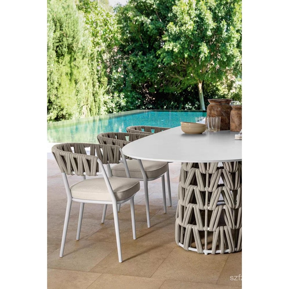 Outdoor Tea Table and Chairs with Rock Slab, Rattan Woven, Internet ...
