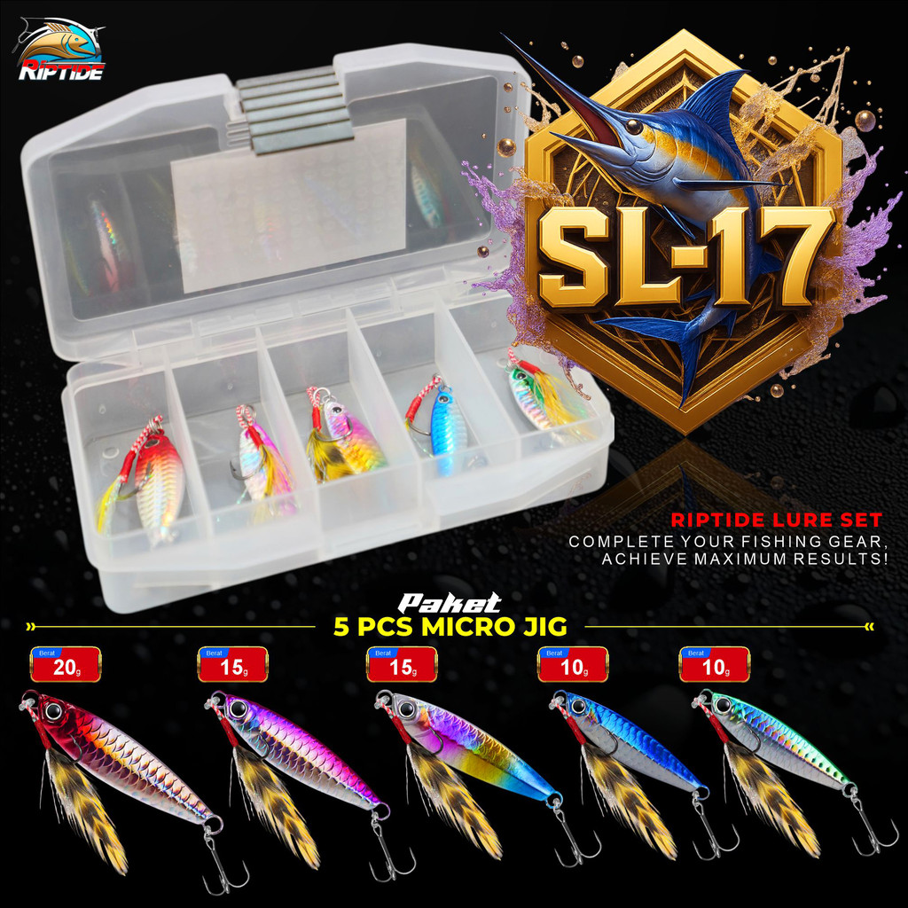 RIPTIDE SL-17 Set of 5 pcs Ultralight Micro Jig Cast Jig Fishing Bait ...