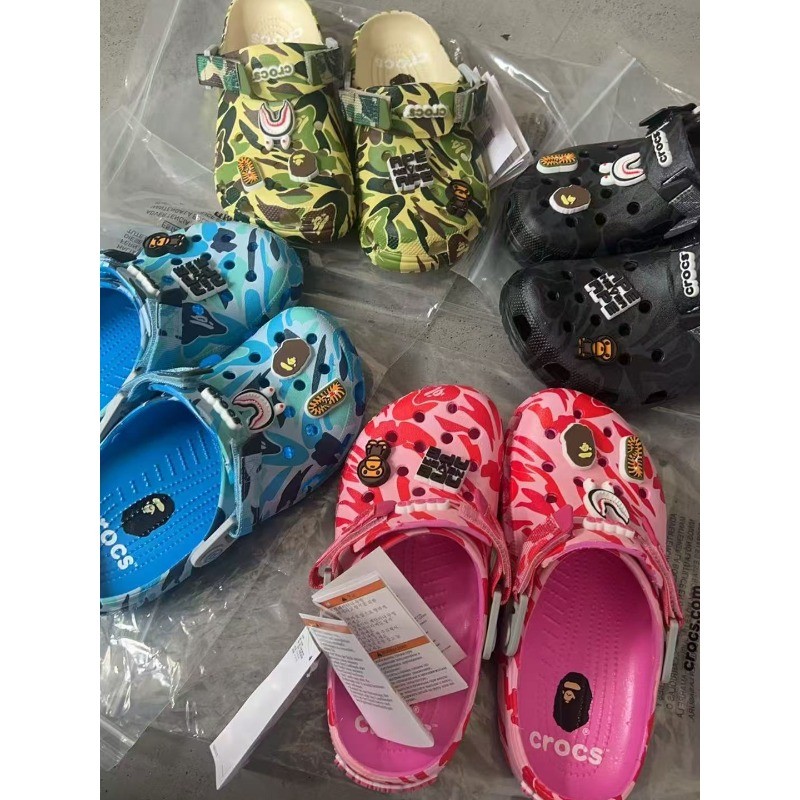 Crocs × BAPESTA Casual Couple Breathable Non-slip Beach Slippers Ape ...