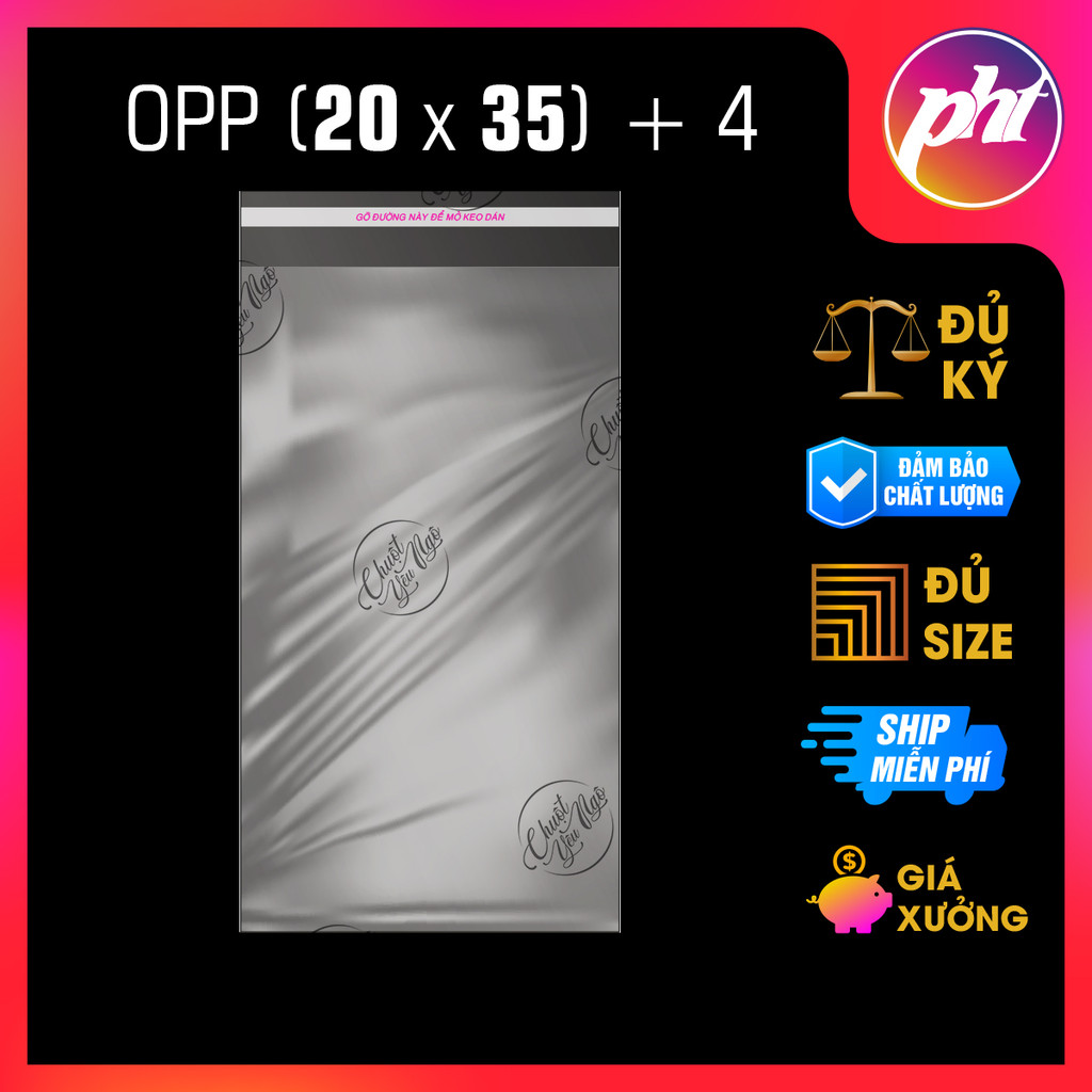 [20x35+4] Transparent OPP plain cellophane bag with pre-adhesive seal ...