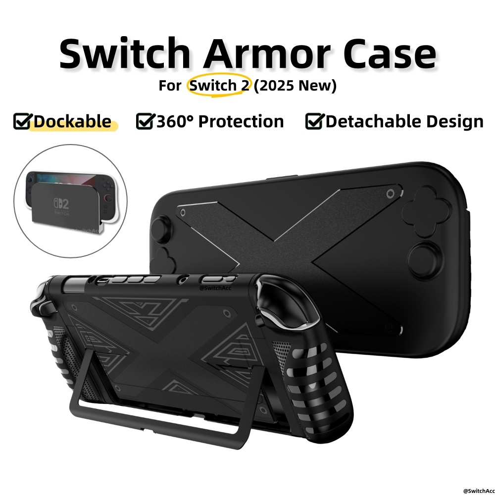 Dockable Switch Armor Case for Nintendo Switch 2 Ergonomic Grip Design ...