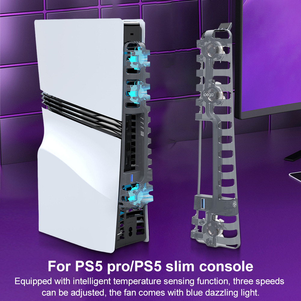 For PS 5 Pro/PS 5 Slim Cooling Fan Quiet Cooler Fan with 3 Fans USB 3.0 ...