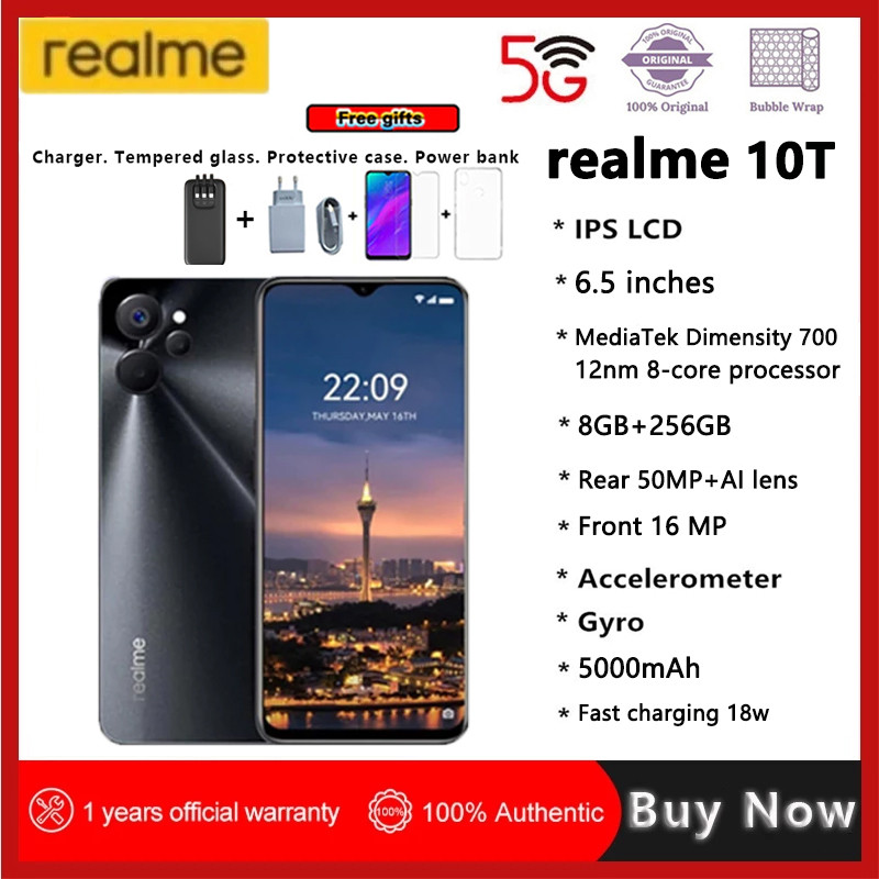 realm 10T Original Phone Sale 5G 8+256GB 6.6 inch Android smartphone ...
