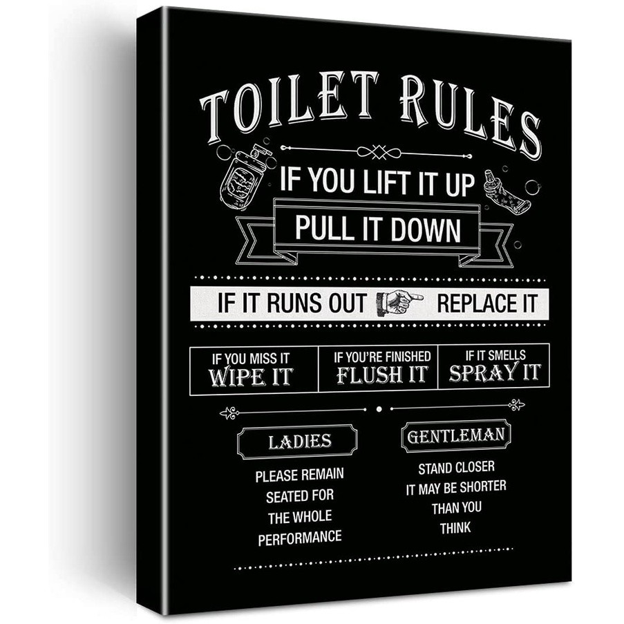 Funny Toilet Rules Rules Sign Poster Wall Art Bathroom Rules Bathroom ...