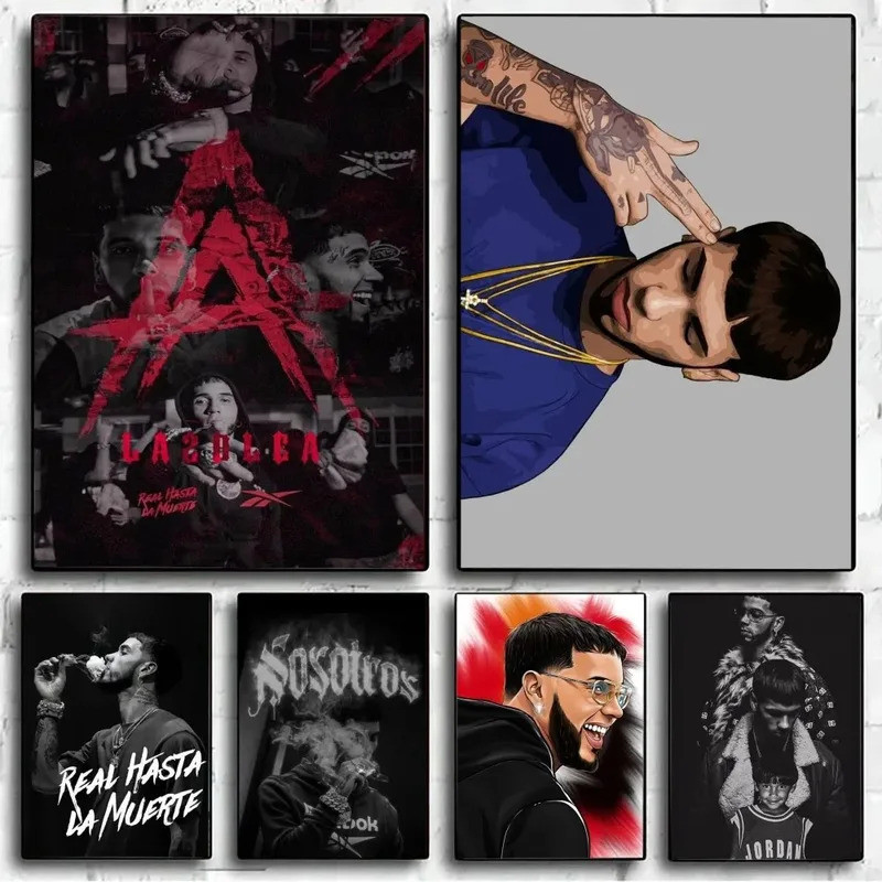 Poster Lengket Film Hip Hop Rapper Anuel AA Poster Club Bar Poster Wall ...