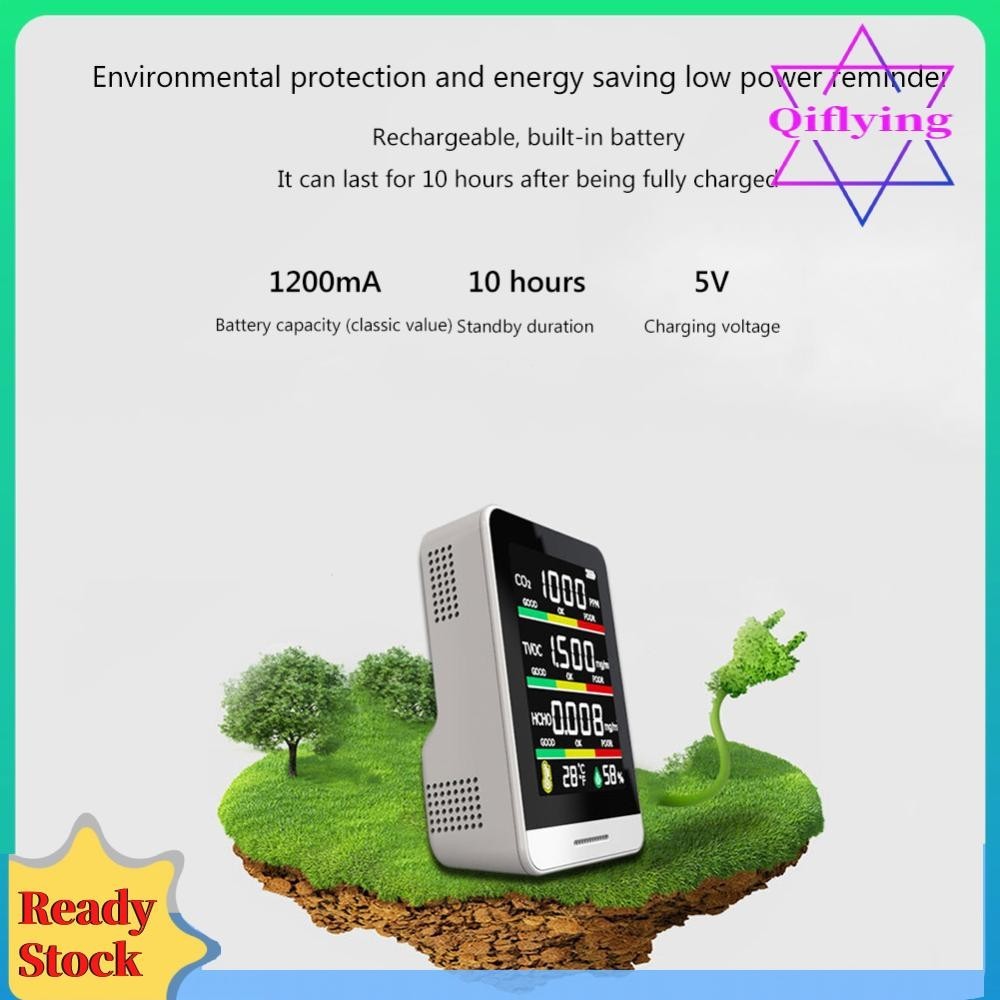 5 In1 Digital Air Quality Monitor HCHO TVOC CO2 Temperature Humidity ...