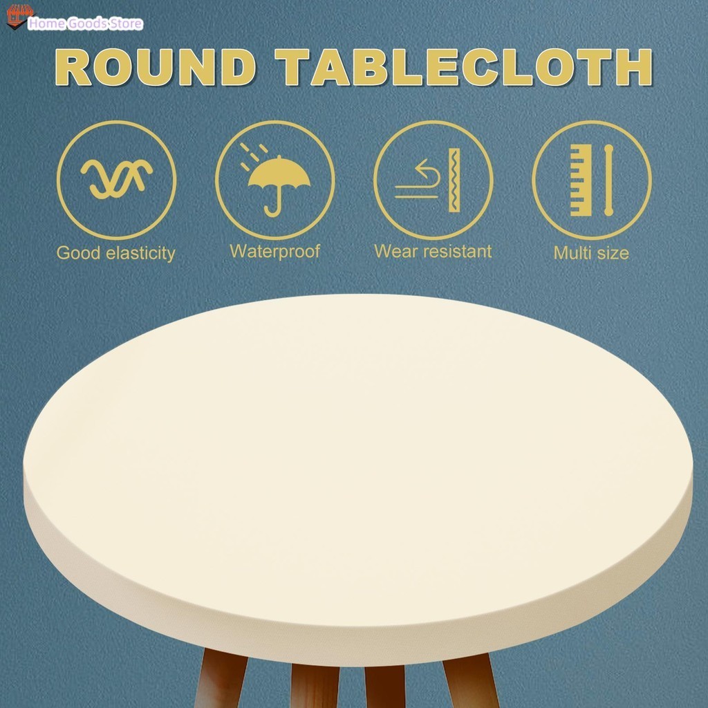 Round Tablecloth Waterproof Round Table Cover Elastic Table Protector ...