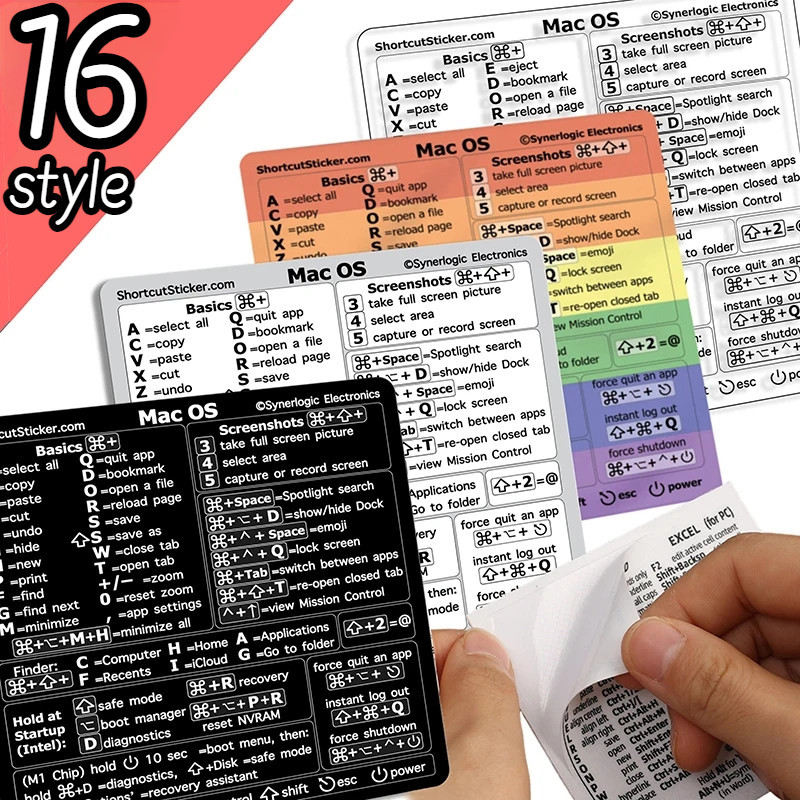 Universal 16 Styles Reference Keyboard Shortcut Sticker Adhesive for ...