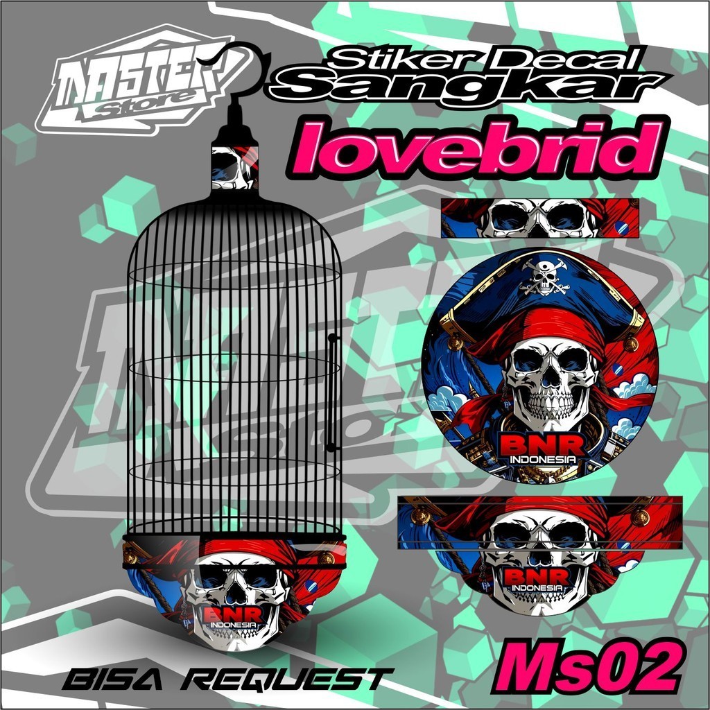 Lovebird Cage Decal Sticker Round Love Bird Cage Tebok Decal Can Be ...