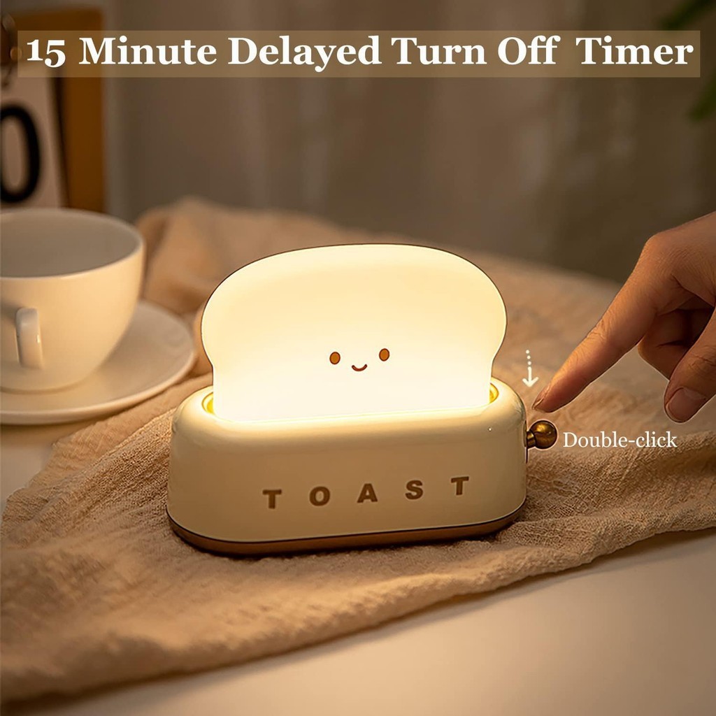 Cute Toast Desk Decoration Night LED Dimmable Bread Light Rechargeable ...