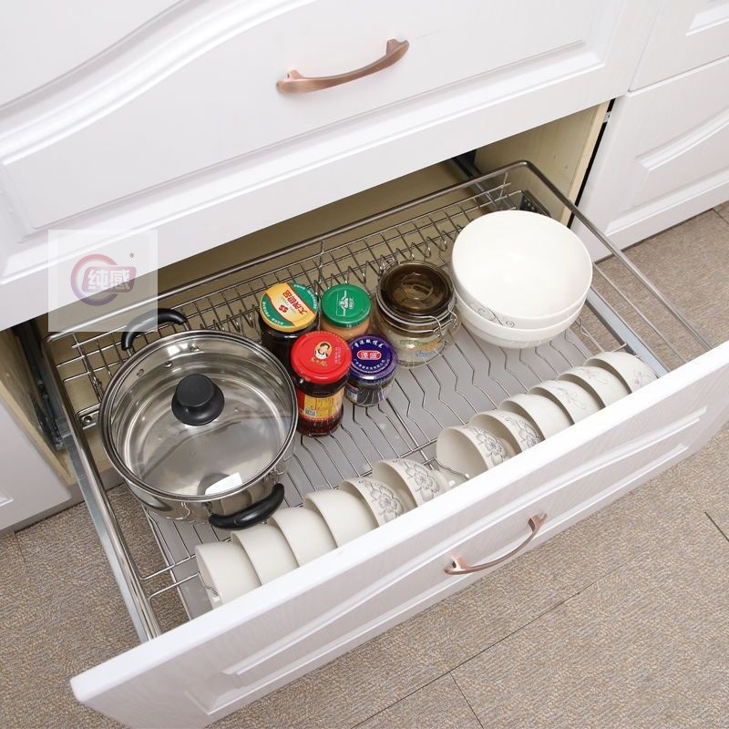Home Kitchen Renovation304Pull-out Basket Stainless Steel Solid Damping ...