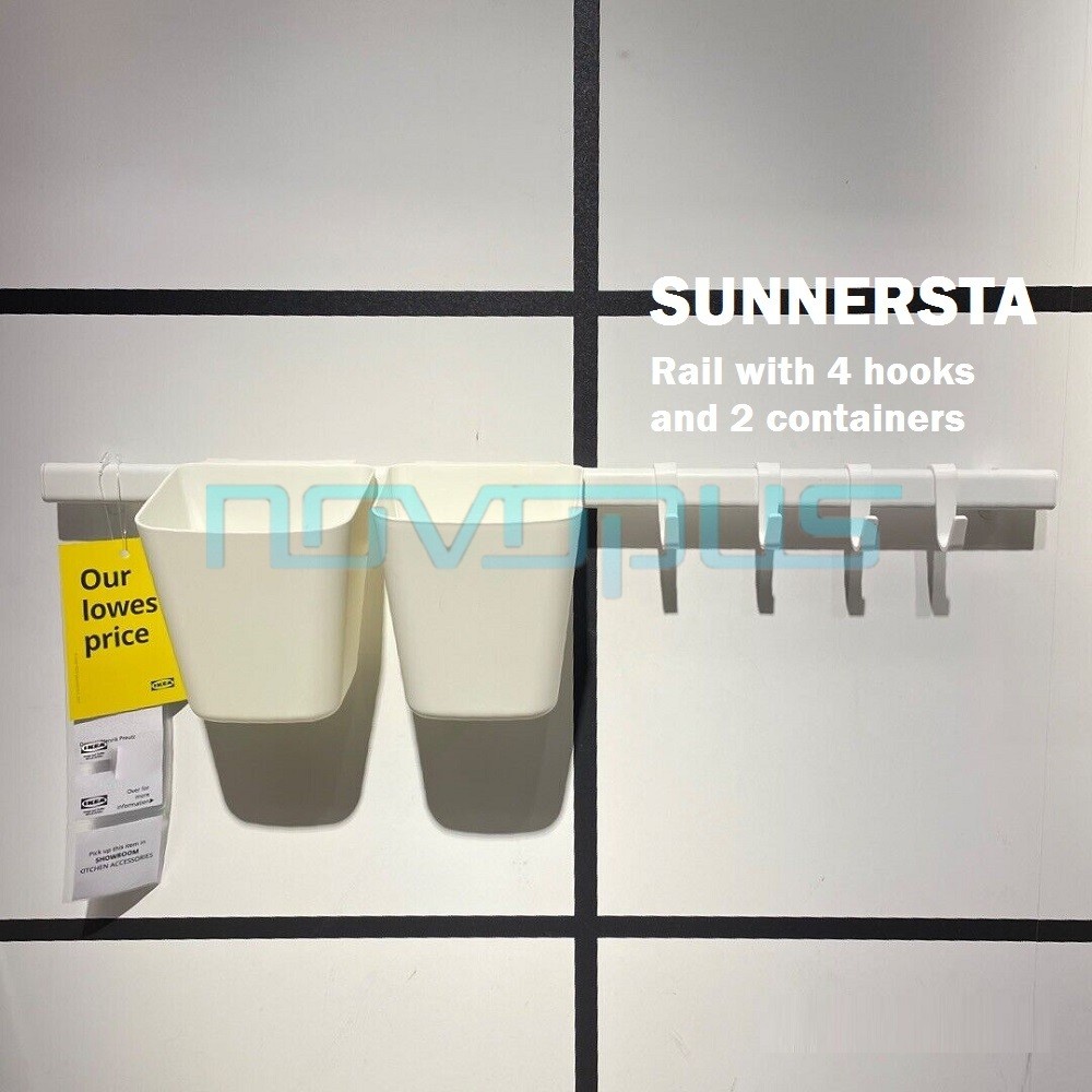 NOVO Multipurpose Kitchen Steel Hanging Rail Set (Rail + Container ...