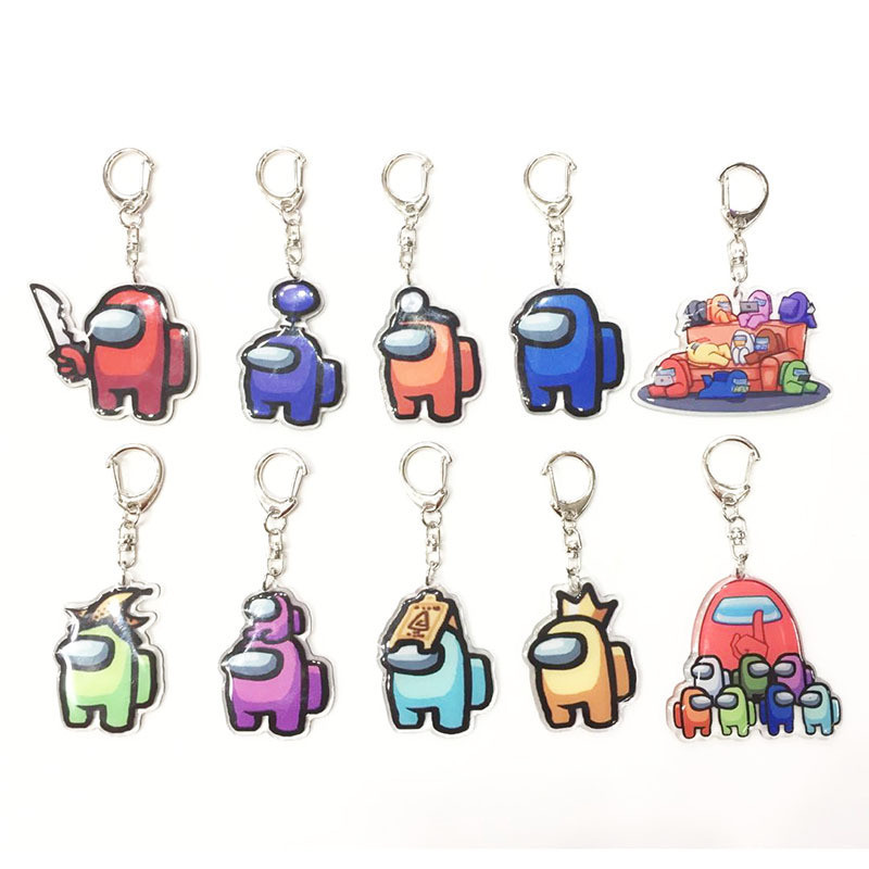 Game Among us Acrylic Keychain Cartoon Demon Slayer Character Ornament ...