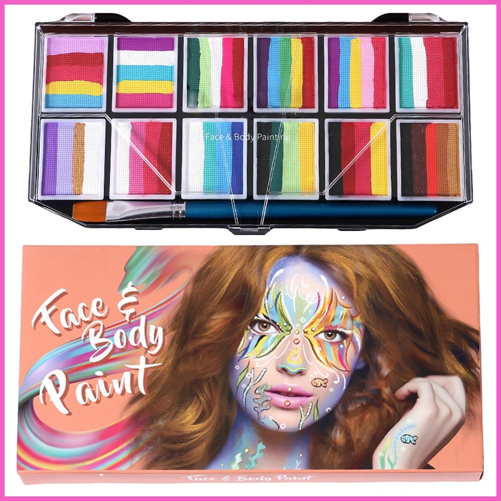 Face Paint Kit Water Activated Body Paint Set Professional Water Based ...