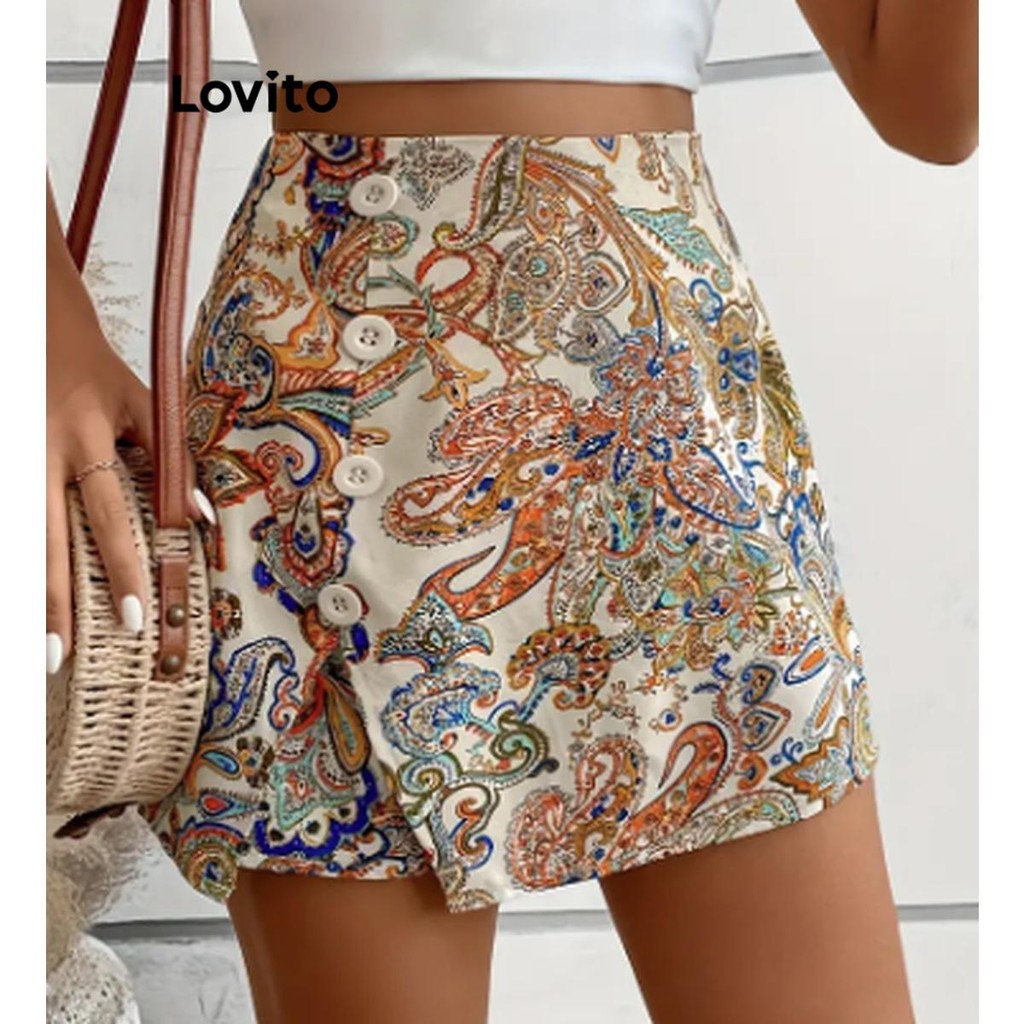 Lovito Women Casual Paisley Pattern Shorts LNE63200 | Shopee Philippines
