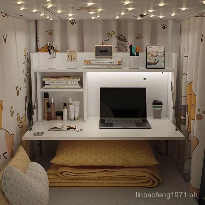 College Student Dormitory Bed Computer Desk Foldable Lazy Upper Bed ...