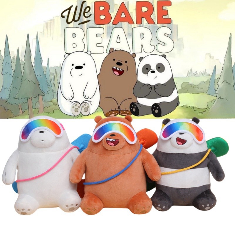 We Bare Bears Winter Skiing Plush Toy Adorable Cartoon Character ...
