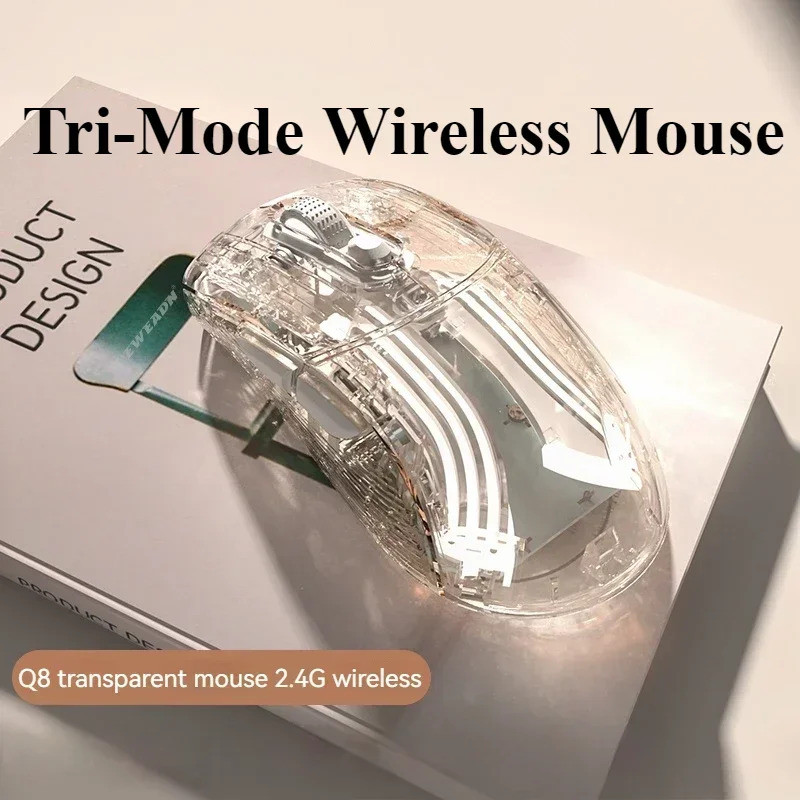 Eweadn Q8 Tri-Mode Wireless Mouse Bluetooth 2.4G RGB Mute Lightweight ...