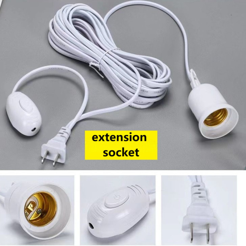 5/8/10M LED Bulb Extension Cord Lamp Holder with Switch E27 3/5/7W 3 ...