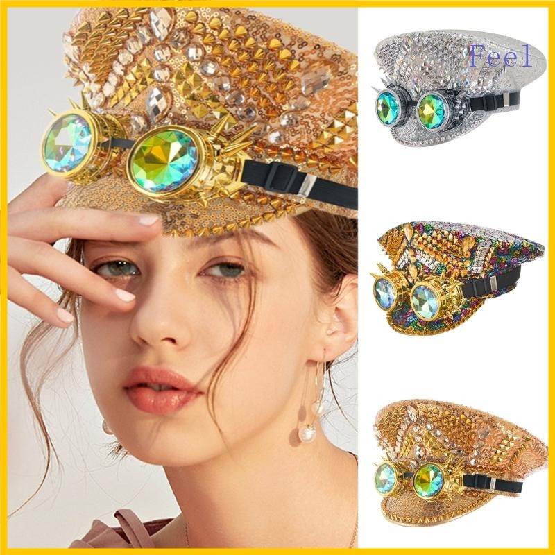 Best Gold Diamonds Gothic Punk Rock Hat Halloween Costume Accessories ...