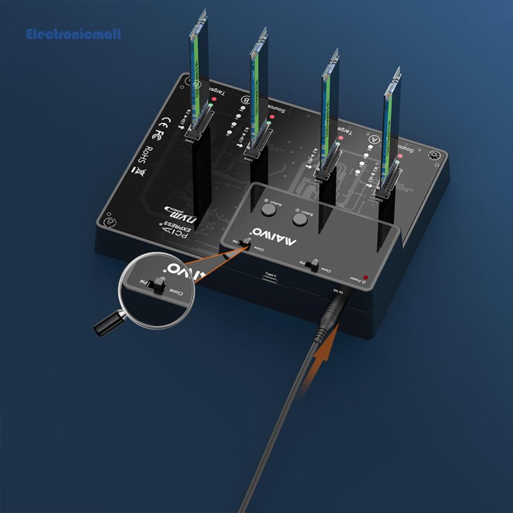 4 Bay NVME M.2 Docking Station Duplicator 10Gbps Support Offline Clone ...