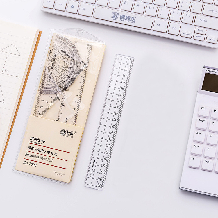 Ossayi 4 Pack Transparent Triangle Ruler,Straight Ruler,Grid Ruler ...