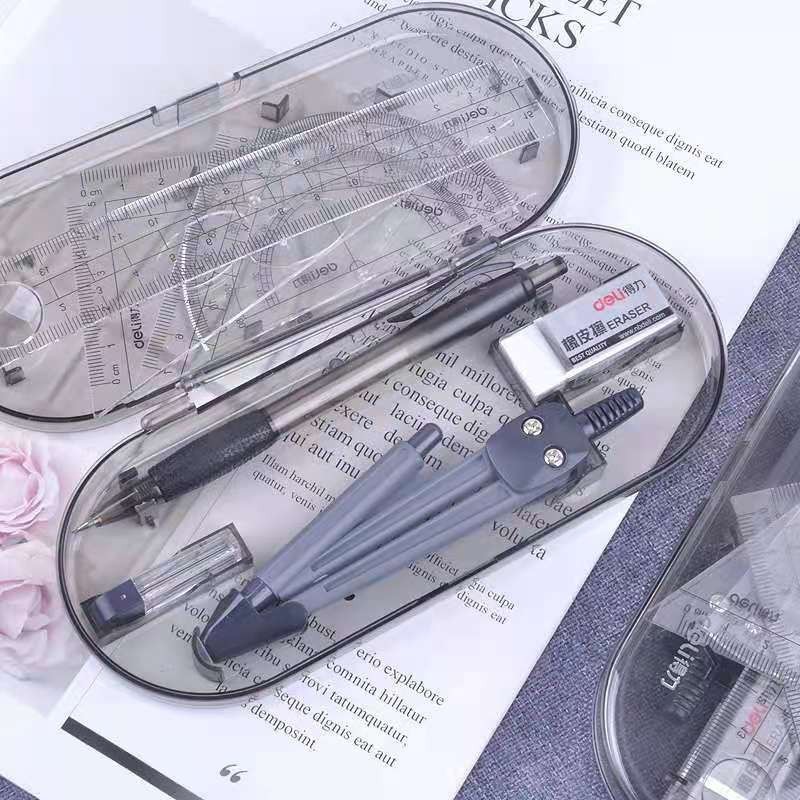 8Pcs Math Set Compasses Ruler Triangle Square Ruler Students Test ...