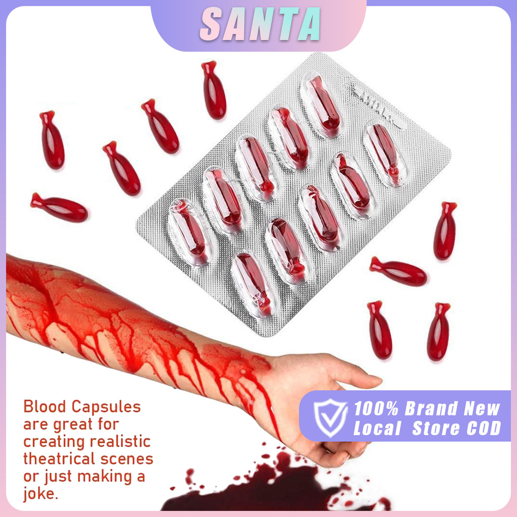 Fake Blood Pill 10Pcs Vampire Toy Capsules Horror Funny Toy Halloween ...