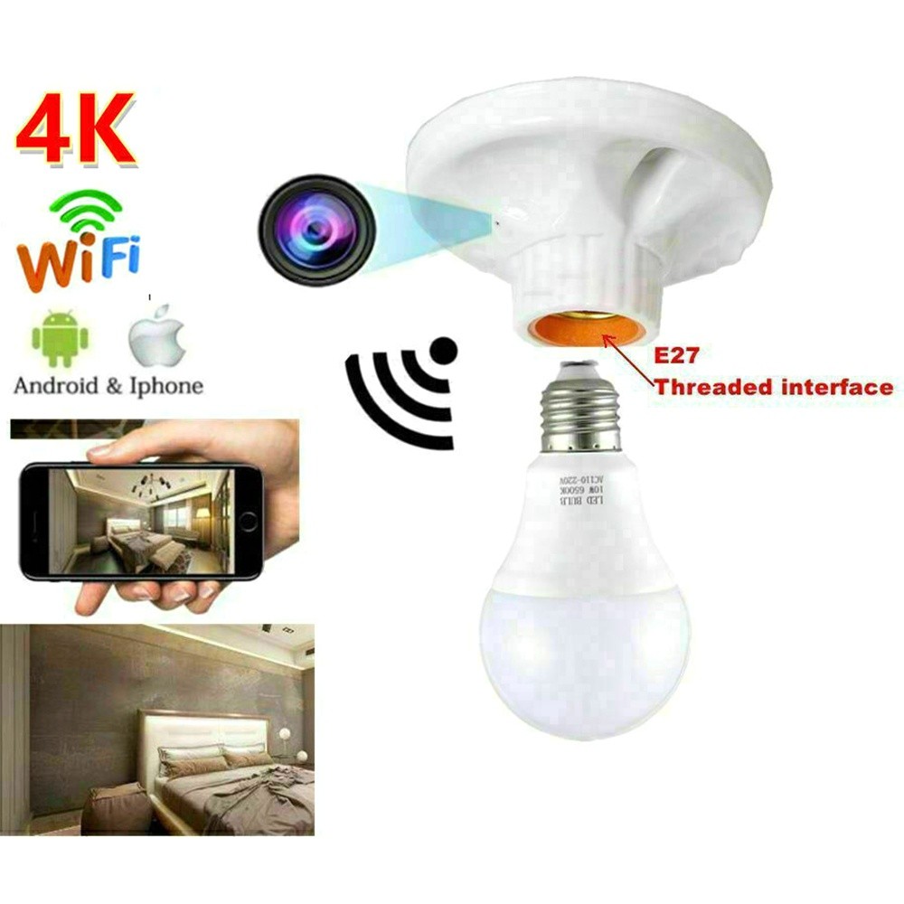 Light Lamp Bulb Holder Socket With 1080P HD Mini spy Camera Wifi Hidden ...